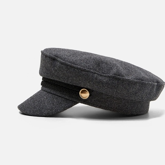 Zara | Accessories | Zara Grey Nautical Cap With Gold Button | Poshmark